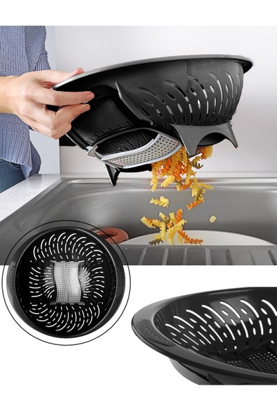 Kitchen Life Altı Açılır Kapaklı Akıllı Makarna Süzgeci