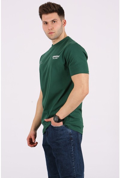 Madmext Erkek Baskılı Yeşil Tişört 5805