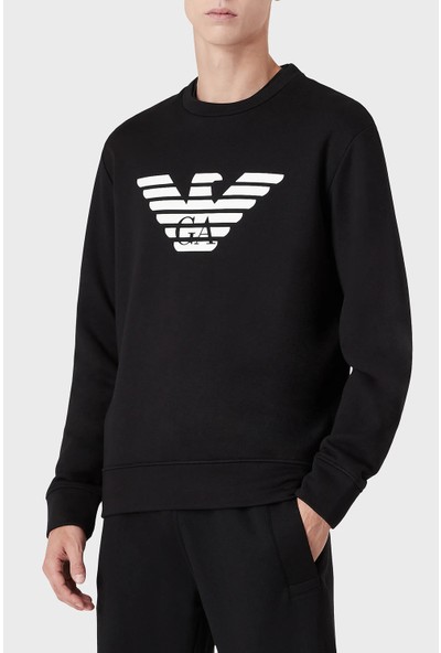Emporio Armani Baskılı Bisiklet Yaka Pamuklu Sweat Erkek Sweat 8N1MR6 1jrız F008