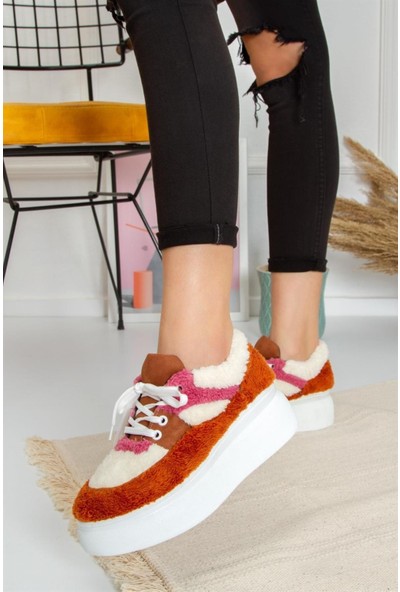 Günkar Taba Kadife Bağcıklı Spor Ayakkabı