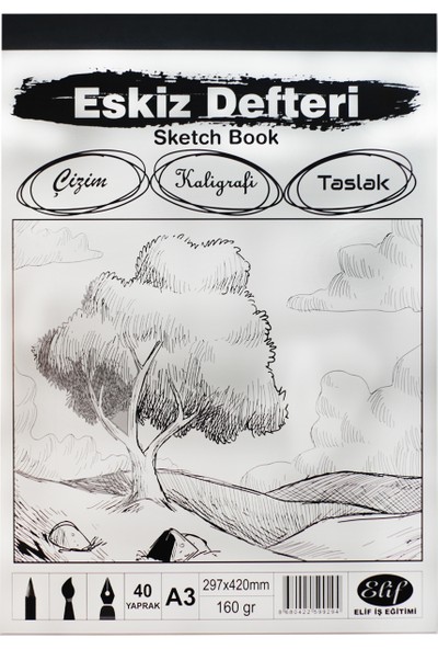Elif İş Eğitimi Eskiz Defteri (Sketch Book) A3 160GR. 40 Yaprak Elif İş Eğitimi Eskiz Defteri (Sketch Book) A3 160GR. 40 Yaprak