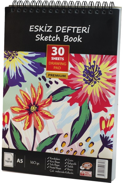 Elif İş Eğitimi Spiralli Eskiz Defteri Çiçekli (Sketch Book) A5 160GR. 30 Yaprak Elif İş Eğitimi Spiralli Eskiz Defteri Çiçekli (Sketch Book) A5 160GR. 30 Yaprak