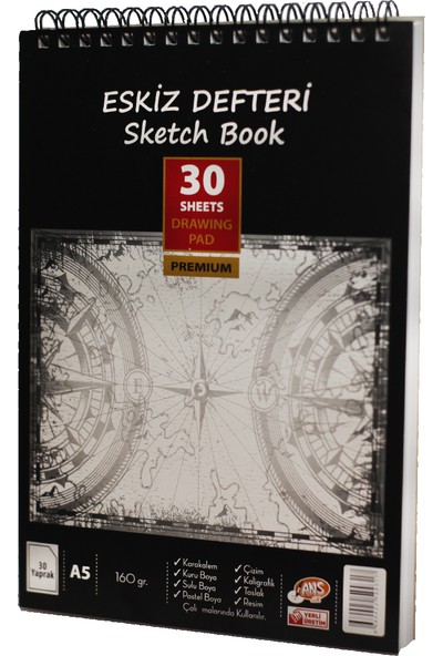 Elif İş Eğitimi Spiralli Eskiz Defteri Pusulalı (Sketch Book) A5 160GR. 30 Yaprak Elif İş Eğitimi Spiralli Eskiz Defteri Pusulalı (Sketch Book) A5 160GR. 30 Yaprak