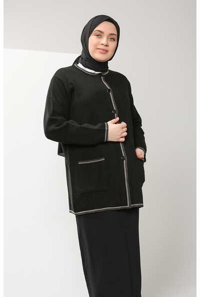 Belin Kadın Büyük Beden Hırka - 7708 - - 7708 - Siyah- - Xxl
