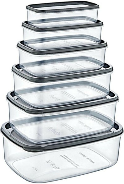 River World 6'lı Dikdörtgen Şeffaf Saklama Kabı Seti River World 6'lı Dikdörtgen Şeffaf Saklama Kabı Seti