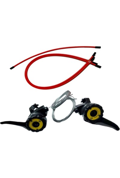 Hsgl Bisiklet Başparmak Ittirmeli 3 x 5/6/7 Hız Vites Kolu Takımı Kırmızı Kablo