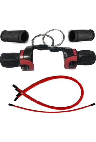Hsgl Bisiklet Vites Kolu Göstergeli Kırmızı Dış Kablo Takım