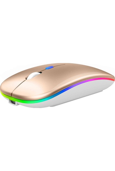 2,4 G ile Sessiz Şarj Edilebilir Kablosuz Bluetooth Fare, Altın 2,4 G ile Sessiz Şarj Edilebilir Kablosuz Bluetooth Fare, Altın