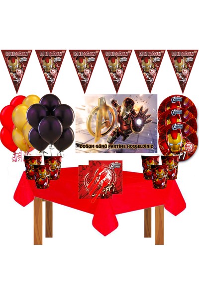 Iron Man Afişli Lüx Marvel Demir Adam Ironman Doğum Günü Parti Süsleri Süsleme Seti Iron Man Afişli Lüx Marvel Demir Adam Ironman Doğum Günü Parti Süsleri Süsleme Seti