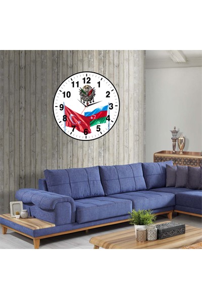 Türkiye Azerbaycan,osmanlı Tuğralı Uv Flatbed Baskılı Duvar Saati Türkiye Azerbaycan,osmanlı Tuğralı Uv Flatbed Baskılı Duvar Saati