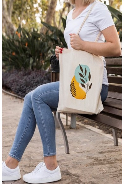 Çantapak Soyut Çiçek Desenli Bez Çanta