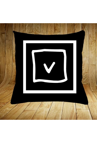 Harfli Kırlent Yastık- V Harfi - 43 x 43 cm
