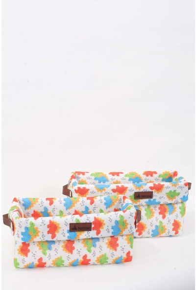 Horose 2'li Dinozor Baskılı Çok Amaçlı Sepet 15 x 27 x 18 cm