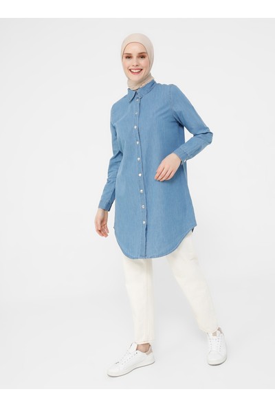 Benin Çıtçıtlı Denim Tunik - Indigo - Benin