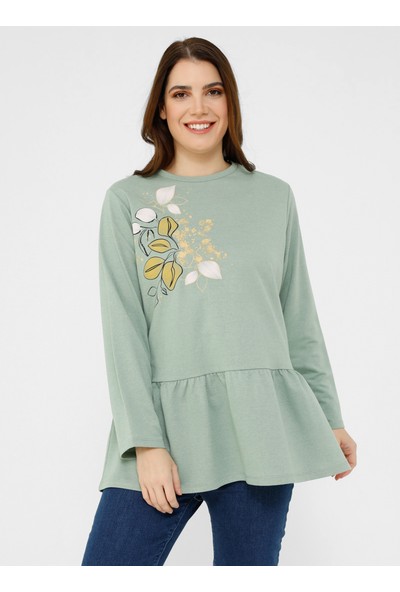 Alia Büyük Beden Eteği Volanlı Tunik - - Alia Alia Büyük Beden Eteği Volanlı Tunik - - Alia