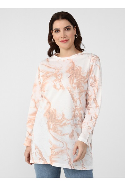 Alia Büyük Beden Bisiklet Yaka Desenli Tunik - - Alia Alia Büyük Beden Bisiklet Yaka Desenli Tunik - - Alia