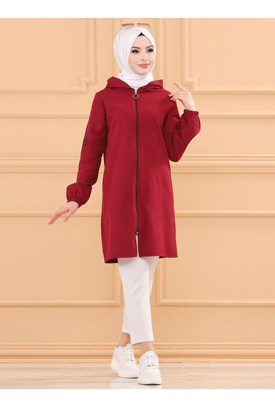 Tofisa Fermuarlı Tunik - Koyu Bordo - Tofisa