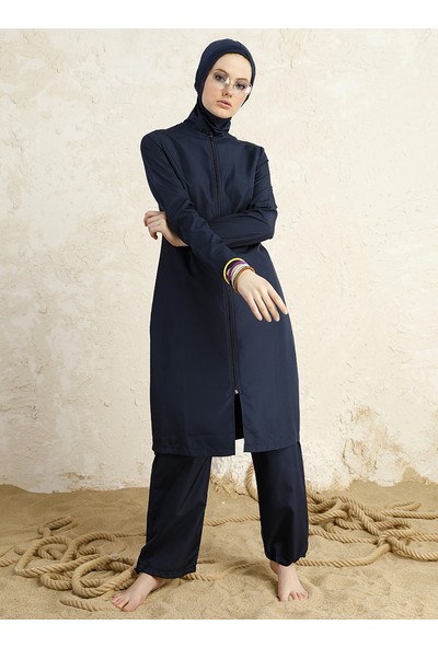 Mayo Bella Uzun Tam Kapalı Mayo - Lacivert - Mayo Bella