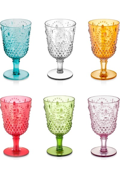 Laviyosa Akrilik Renkli 6 Lı Ayaklı Bardak