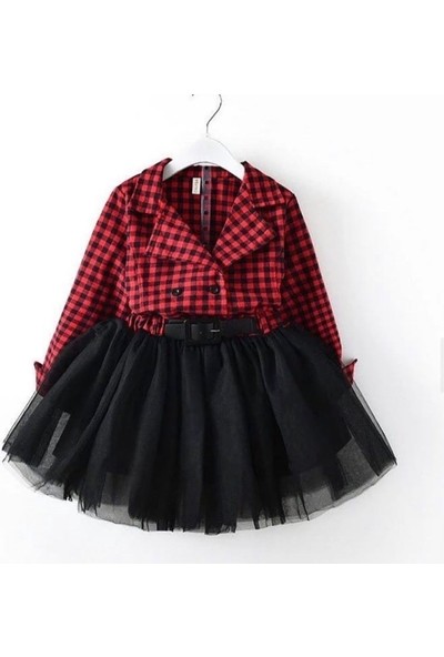 Hümas.Kids Kız Çocuk Ekose Tütülü Elbise