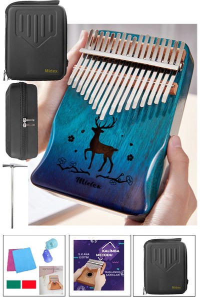 Midex KLX-511CS GİGBAGLİ Hakiki Ağaç Geyik Desekli Kalimba 17 Tuşlu Full Set Midex KLX-511CS GİGBAGLİ Hakiki Ağaç Geyik Desekli Kalimba 17 Tuşlu Full Set