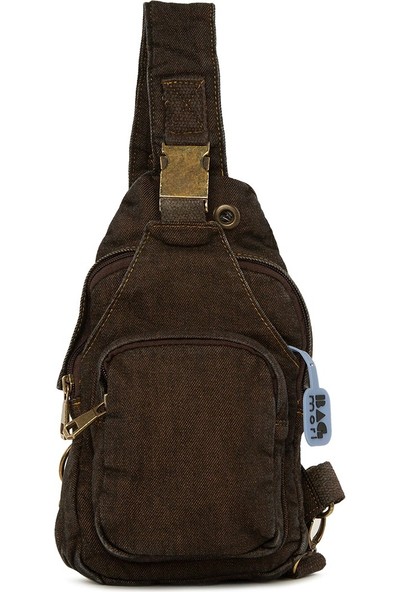 Bagmori Kahverengi Yıkamalı Kot Kumaş Çapraz Çanta