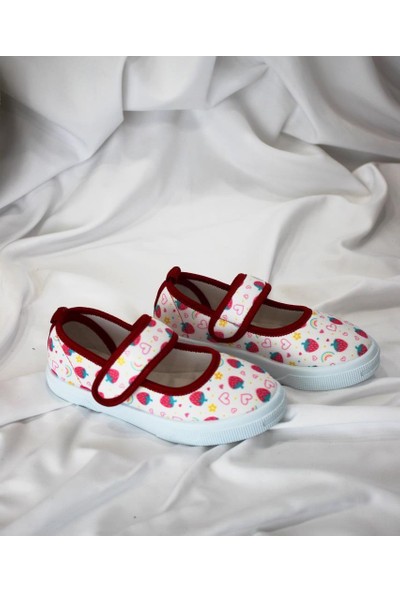 Shonex Sonex Kız Çocuk Çilek Desenli Cırtlı Günlük Babet