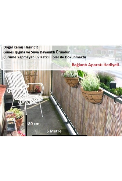 Hasırcım Doğal Kamış Hasır 80 cm x 5 Metre Balkon Çiti Dekoratif Hasırcım Doğal Kamış Hasır 80 cm x 5 Metre Balkon Çiti Dekoratif