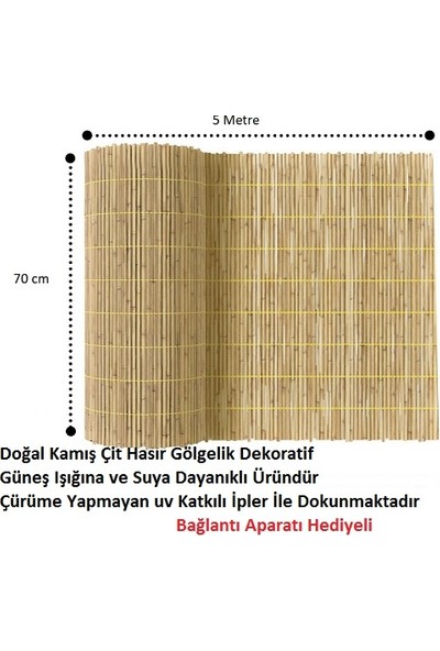 Hasırcım Doğal Kamış Hasır Balkon Çiti 70 cm x 5 Metre Hasırcım Doğal Kamış Hasır Balkon Çiti 70 cm x 5 Metre
