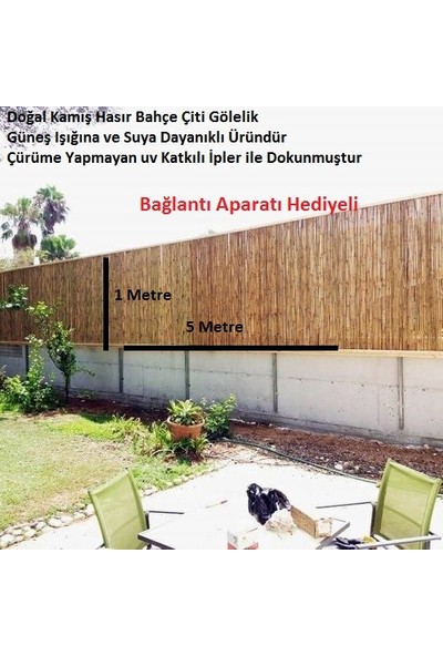 Hasırcım Doğal Kamış Hasır Balkon Çiti 1 Metre x 5 Metre Hasırcım Doğal Kamış Hasır Balkon Çiti 1 Metre x 5 Metre
