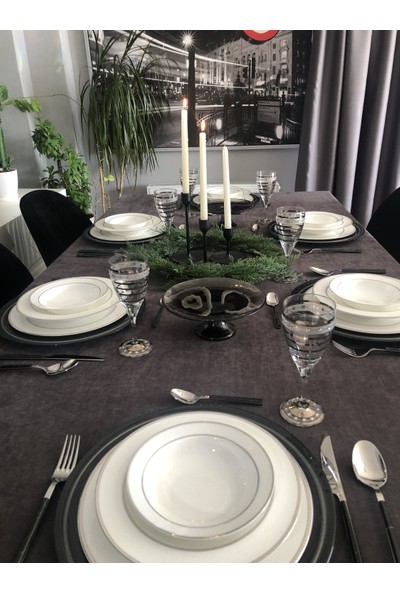 Valentia Decor Home Kadife Dokulu Antrasit Gri Masa Örtüsü Valentia Decor Home Kadife Dokulu Antrasit Gri Masa Örtüsü