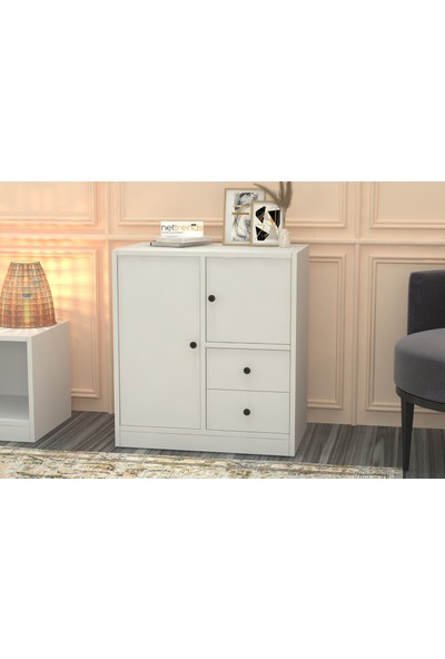 Nettrends Dolapli Çekmeceli Sifonyer Beyaz 65 cm SFN-1001-Ç Nettrends Dolapli Çekmeceli Sifonyer Beyaz 65 cm SFN-1001-Ç