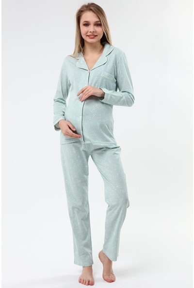 Tampap Kadın Düğmeli Lohusa Pijama Takımı Baskılı Tampap 1300 Tampap Kadın Düğmeli Lohusa Pijama Takımı Baskılı Tampap 1300