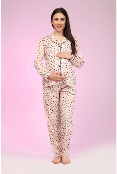 Tampap Kadın Düğmeli Lohusa Pijama Takımı Baskılı Tampap 1300 Tampap Kadın Düğmeli Lohusa Pijama Takımı Baskılı Tampap 1300