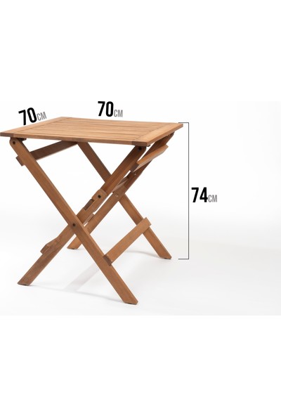 Lyptus Garden Doğal Ahşap Balkon Bahçe Bistro Masası (70 x 70)