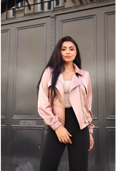 Le Na Nina Saten Bomber Ceket Rose 38