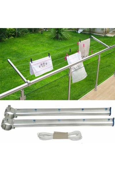 Markam Burada Küpeşte Balkon Çamaşır Kurutma Askılığı Yuvarlak Çamaşır Askısı