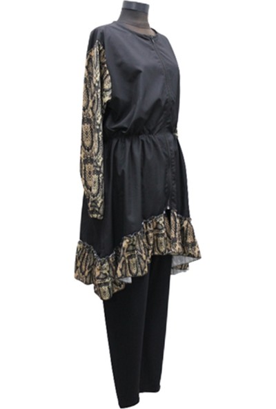 Eflin Kadın Giyim Hasema Fırfırlı Tam Kapalı Tesettür Mayo Siyah, Bone Dahil Eflin Kadın Giyim Hasema Fırfırlı Tam Kapalı Tesettür Mayo Siyah, Bone Dahil