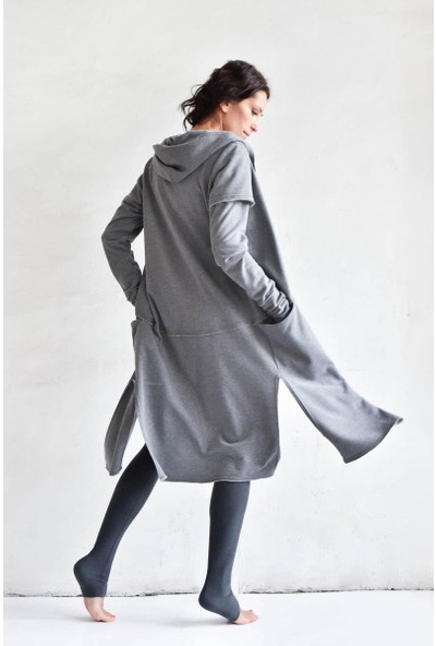 Soufeel Kadın Gri Yeni Nesil Spor Ceket Kapüşonlu Sweatshirt Hırka