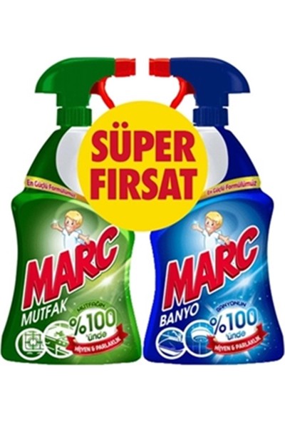 Marc Banyo Mutfak Temizleyici Yağ Çözücü ve Kireç Sökücü Sprey Set 2 x 750 ml Marc Banyo Mutfak Temizleyici Yağ Çözücü ve Kireç Sökücü Sprey Set 2 x 750 ml