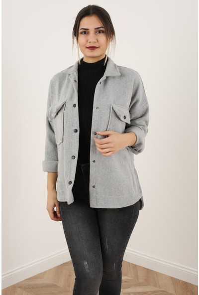 Hadise Çift Cepli Çıtçıt Düğmeli Ceket Gri Hadise Çift Cepli Çıtçıt Düğmeli Ceket Gri