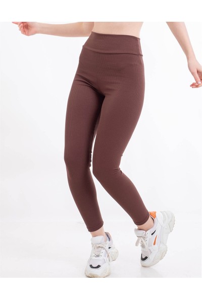 Marzgo Kahverengi Fitilli Yüksek Bel Tayt