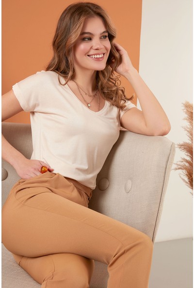 Lela V Yaka Rahat Kesim Bluz Bayan Bluz 5862000 Lela V Yaka Rahat Kesim Bluz Bayan Bluz 5862000