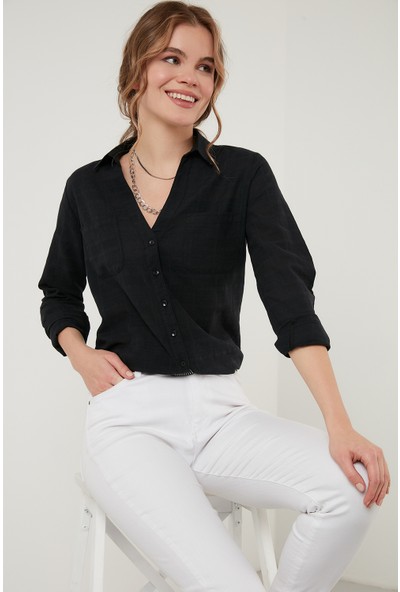 Lela Pamuklu Çift Cepli Uzun Kollu Gömlek Bayan Gömlek 51425752 Lela Pamuklu Çift Cepli Uzun Kollu Gömlek Bayan Gömlek 51425752
