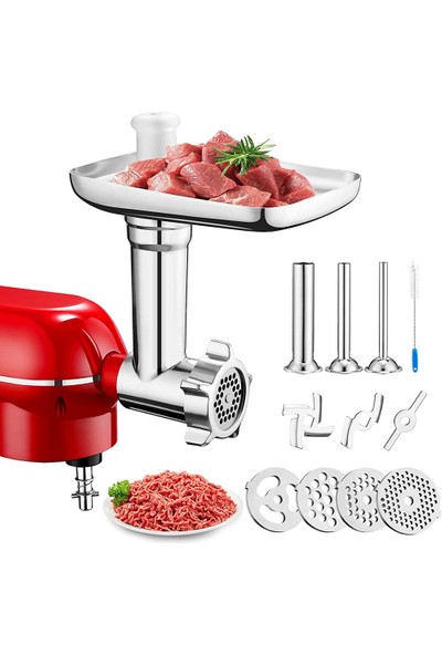 Phısınıc & Kitchenaid Standlı Mikser Için Metal Gıda Öğütücü Ataşmanı, Kıyma Makinesi Aksesuarları, Sosis Doldurma Aparatı Phısınıc & Kitchenaid Standlı Mikser Için Metal Gıda Öğütücü Ataşmanı, Kıyma Makinesi Aksesuarları, Sosis Doldurma Aparatı