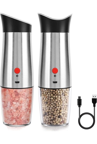 Elektrikli Tuz ve Karabiber Değirmenleri Seti, Doldurulabilir Karabiber Değirmeni,otomatik Baharat Değirmenleri, Ayarlanabilir Öğütme Kıvamı Elektrikli Tuz ve Karabiber Değirmenleri Seti, Doldurulabilir Karabiber Değirmeni,otomatik Baharat Değirmenleri, Ayarlanabilir Öğütme Kıvamı