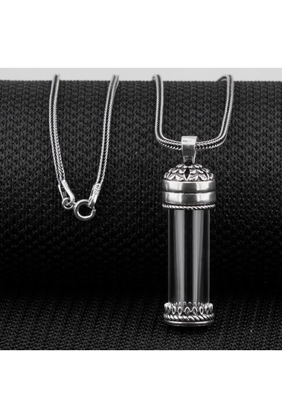 Takıhan Açılabilir Cam Tüp Tasarımlı 925 Ayar Gümüş Cevşen Dua Kabı Kolye Takıhan Açılabilir Cam Tüp Tasarımlı 925 Ayar Gümüş Cevşen Dua Kabı Kolye