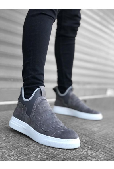 Günkar Bağcıksız Rahat Yüksek Taban Gri Erkek Spor Yarım Bilek Bot