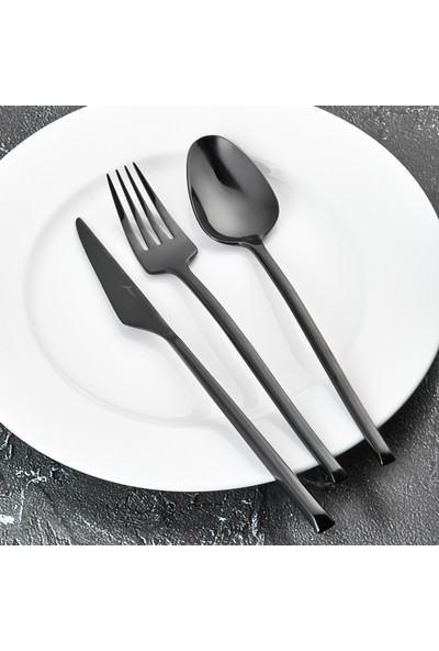 Jumbo 5500 6 Kişilik 24 Parça Titanyum Black Tatlı Çatal Kaşık Bıçak Takımı Jumbo 5500 6 Kişilik 24 Parça Titanyum Black Tatlı Çatal Kaşık Bıçak Takımı