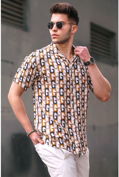 Madmext Camel Desenli Gömlek 5535